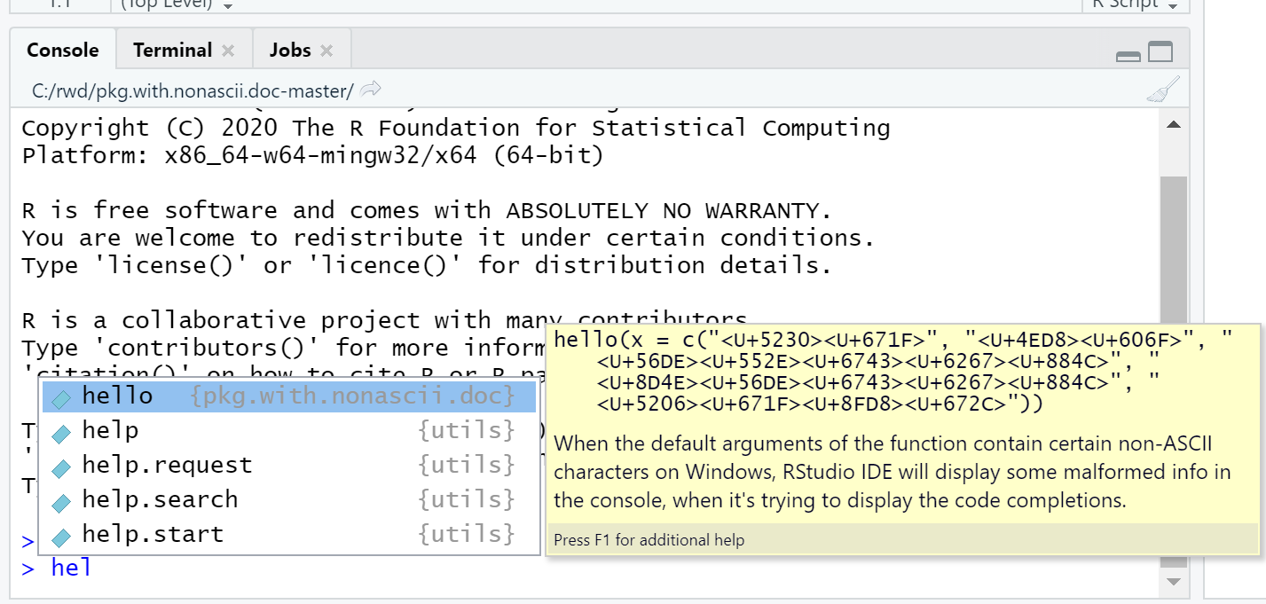 IDE throws error if default arg of a pkg function contains non-ASCII strings on Windows · Issue ...