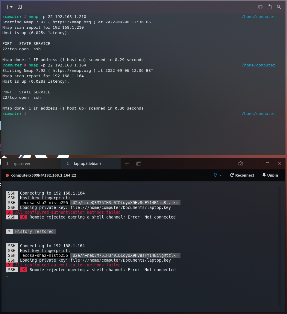 Error: Not connected on some hosts, despite working from terminal, and nmap showing port as open ...