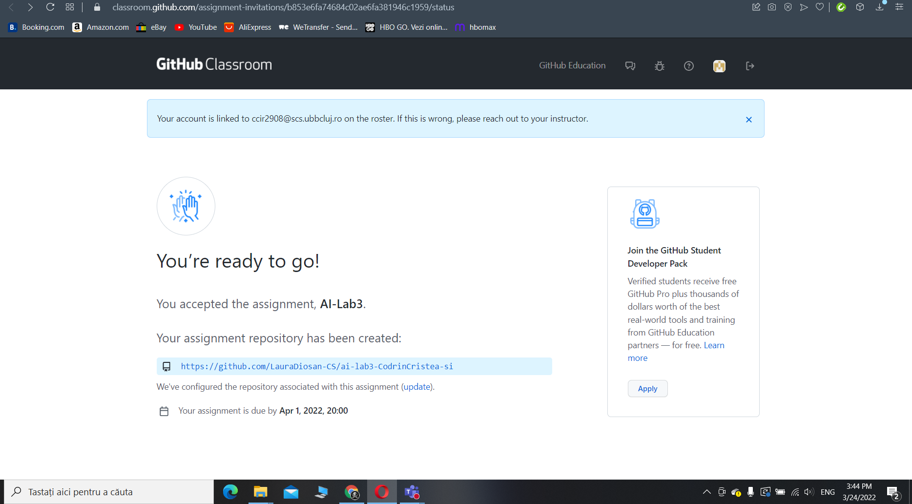 [BUG REPORT]GitHub Classoom Repository assigned but invalid · community · Discussion #13423 · GitHub