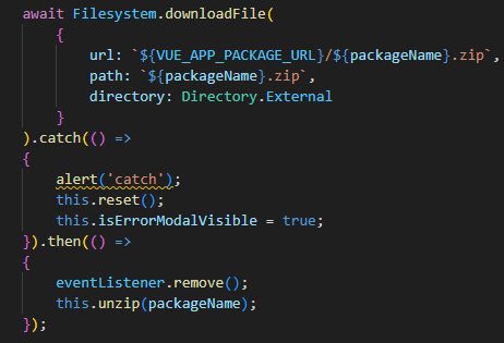 FileDownload catch issue · Issue #1698 · ionic-team/capacitor-plugins · GitHub
