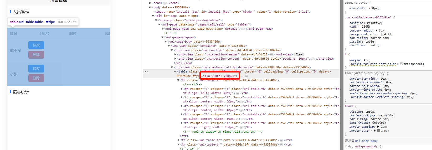 uni-table 无法修改 min-width · Issue #736 · dcloudio/uni-ui · GitHub