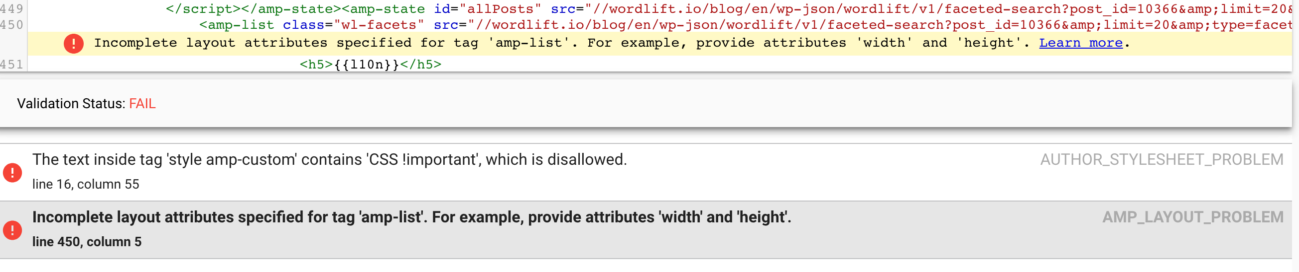 AMP Validation fails with Faceted Search Widget (QA) · Issue #896 · insideout10/wordlift-plugin ...