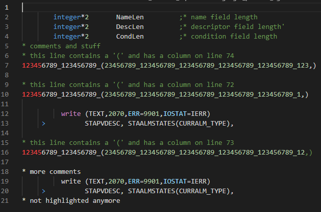 Fixed Form Syntax Highlighting Stops After And Comma Or Space In Column 73 · Issue 199