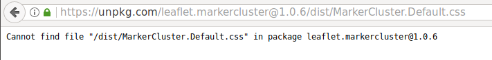 404 On Markerclusterdefaultcss · Issue 818 · Leafletleafletmarkercluster · Github