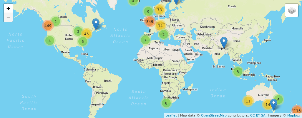 Clusters don't show correct numbers when zoomed out · Issue #928 · Leaflet/Leaflet.markercluster ...