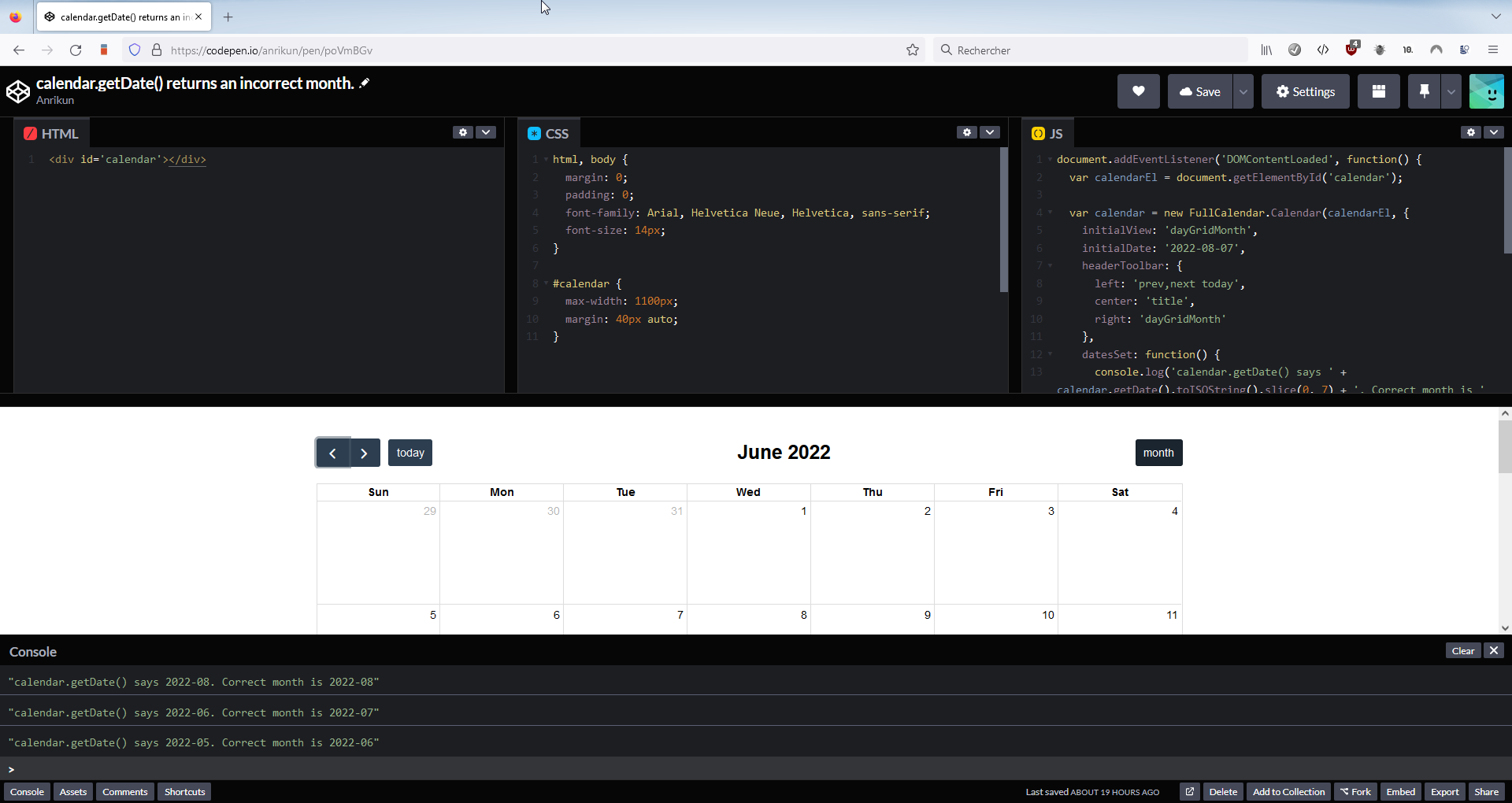 calendar.getDate() returns a date in local time (no UTC-coercion ...