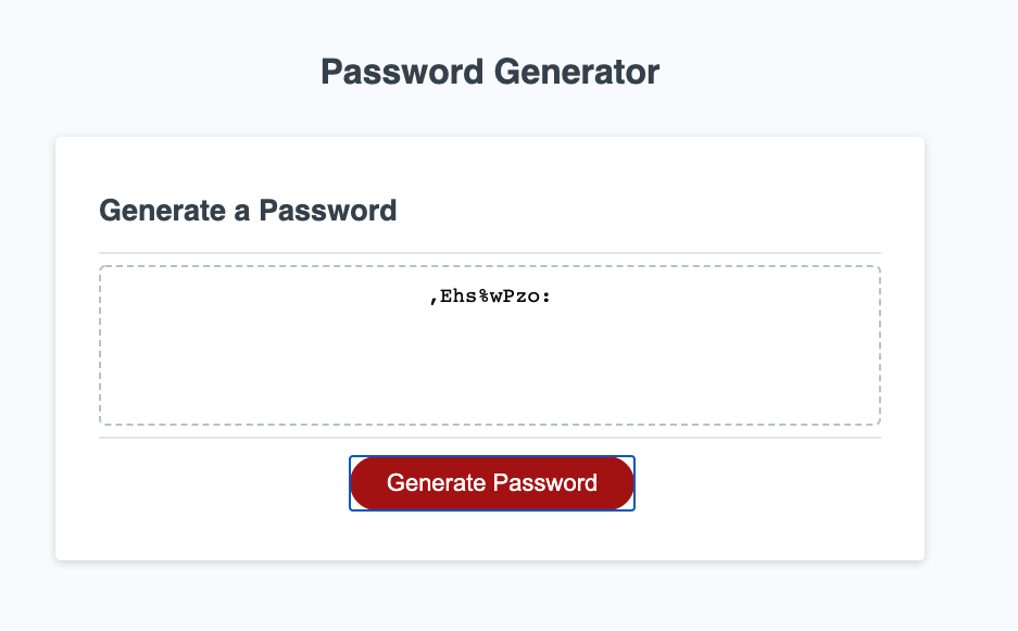 GitHub - bvanburenwx/Javascript-Password-Generator: A simple password ...