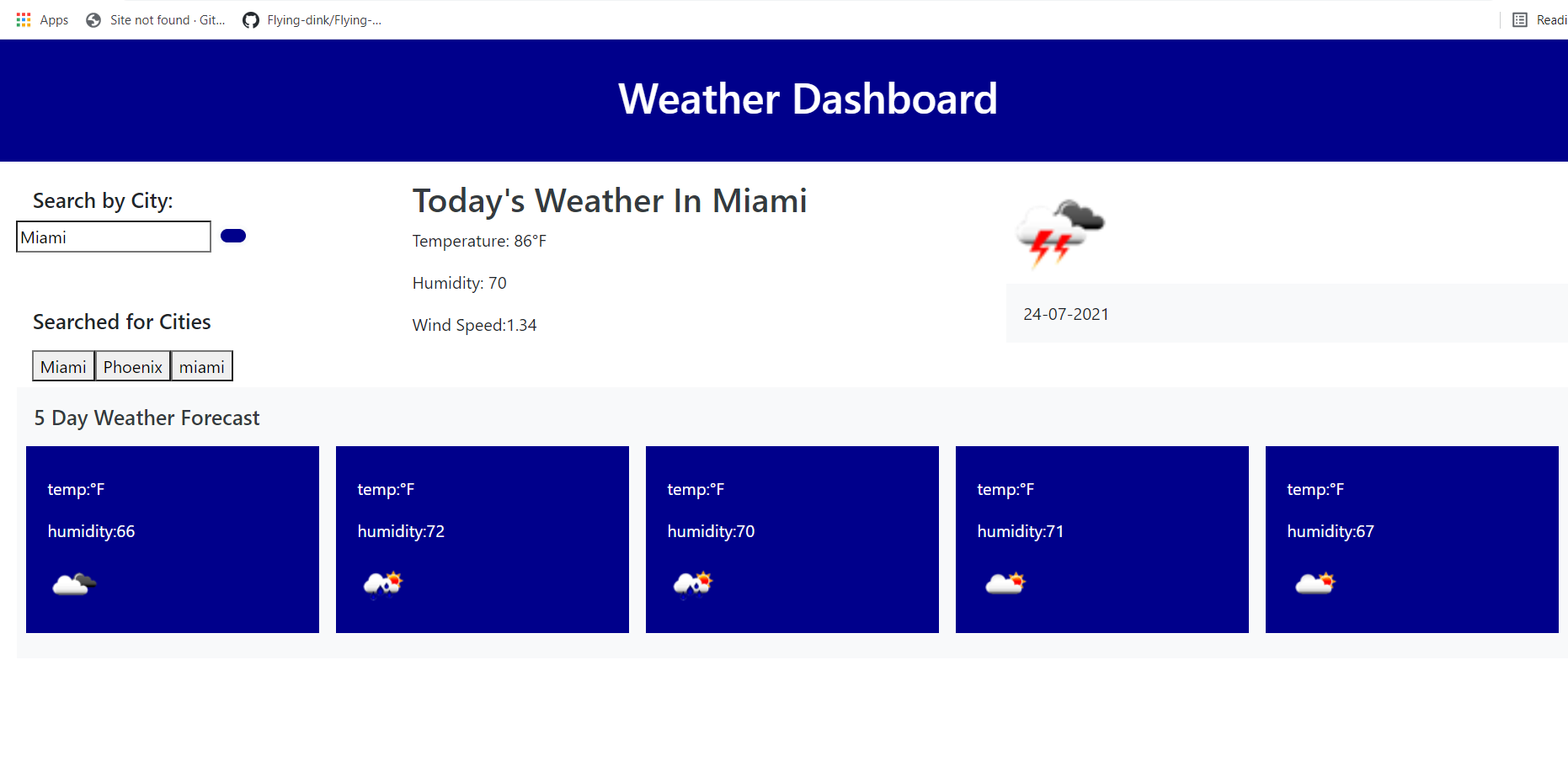 GitHub - Flying-dink/Weather-Dashboard: Check The Forecast before You go! A fun way to retrieve ...