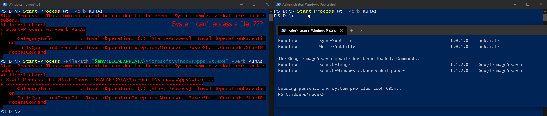 Windows Terminal Doesnt Respond To Runas Correctly From Powershell Or When Invoked From A The