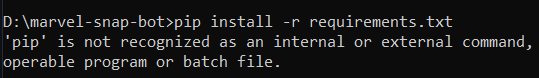 How to pip install -r requirements.txt ? · Issue #8 · AdriaGual/marvel-snap-bot · GitHub