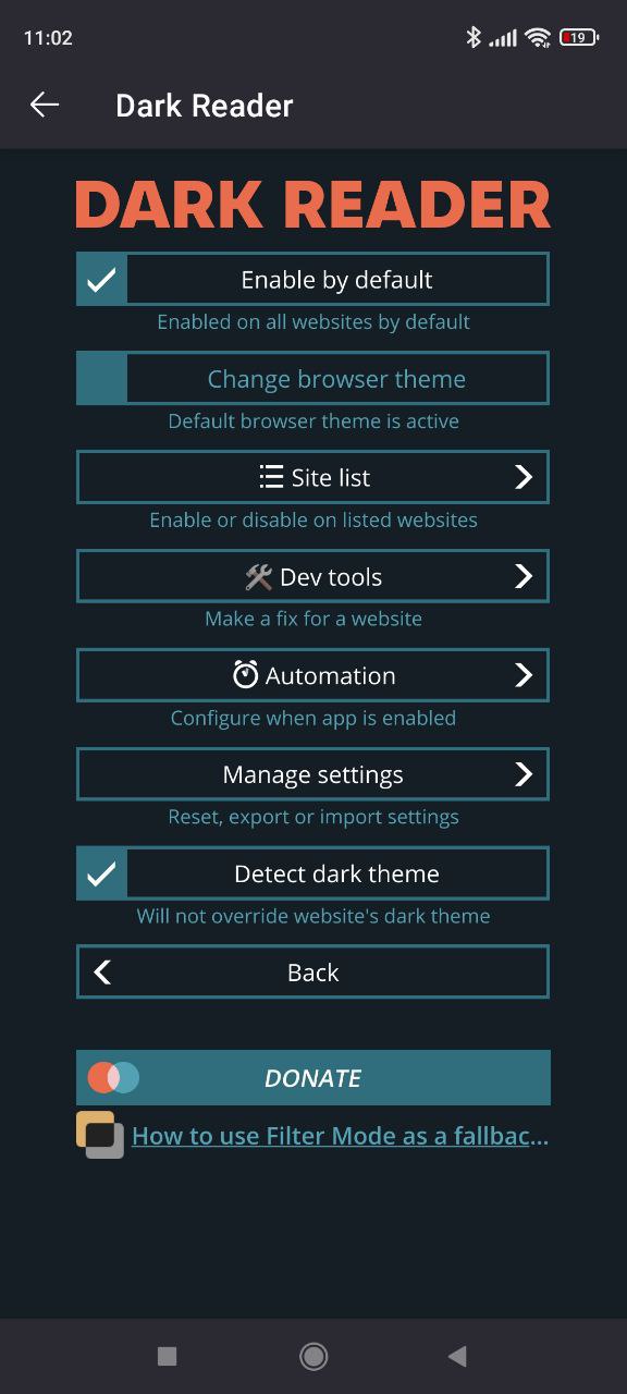 [Feature Request] Back button after clicking Settings. · Issue #8899 · darkreader/darkreader ...