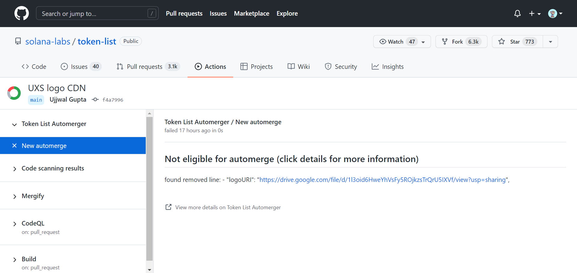 Can't edit Logo URI (Automerge error) · Issue #15152 · solana-labs/token-list · GitHub