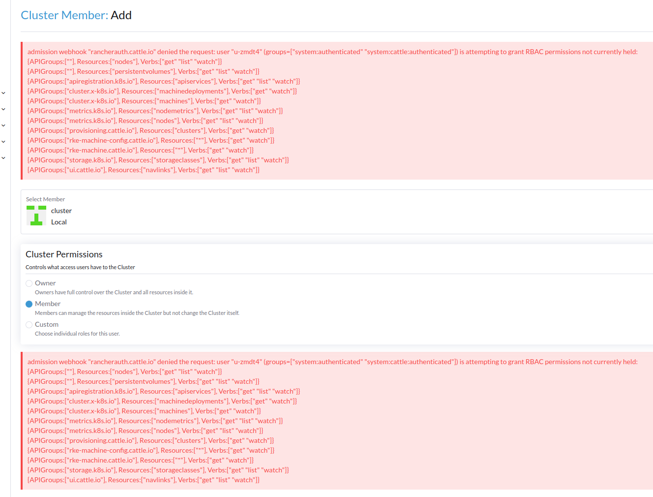 [BUG] restricted admin can't add cluster members in RBAC Harvester menu · Issue #3204 ...