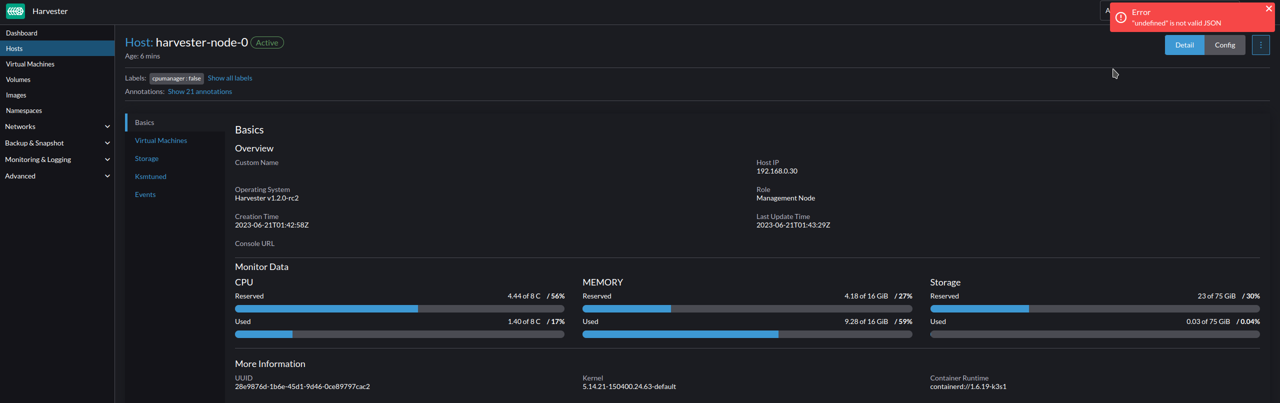 [BUG] KVM has been disabled by BIOS. KVM must be enabled before creating any Virtual Machines ...