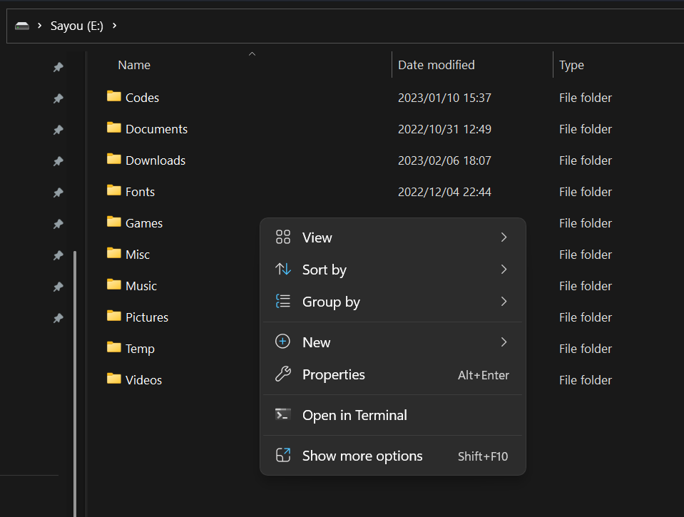 Add the "Open in Terminal" context menu to the right-click menu of the root directory of the ...