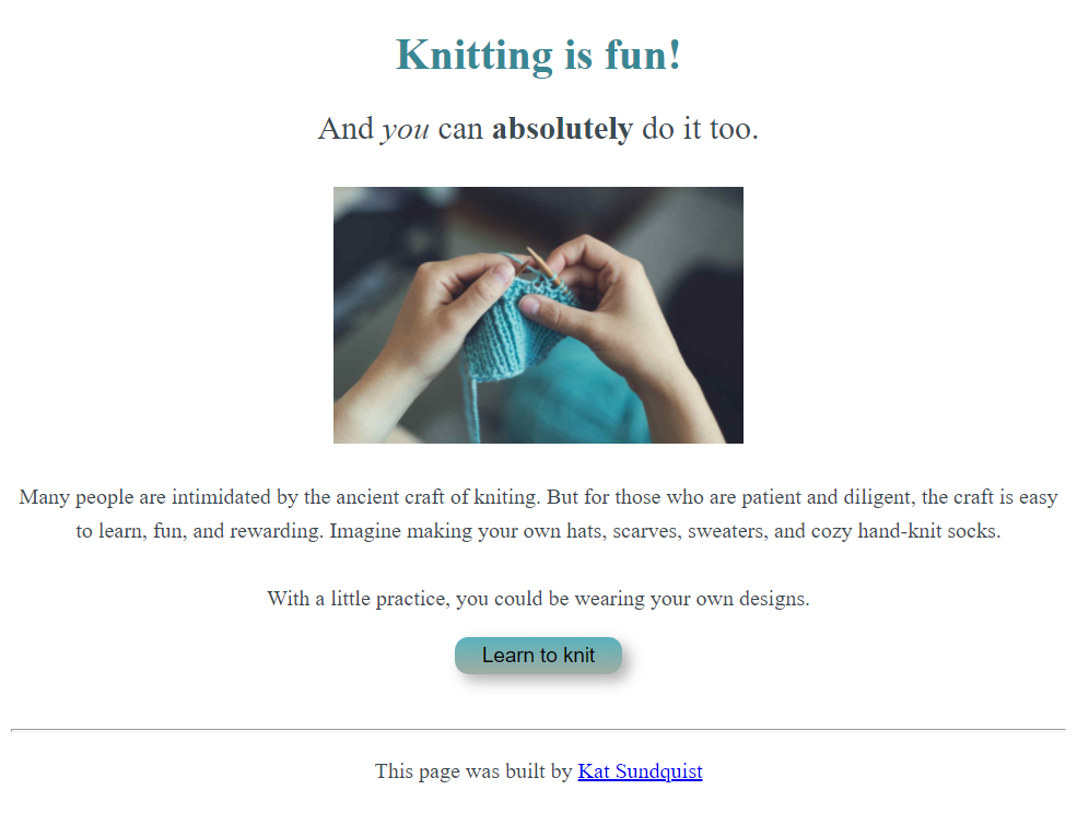 GitHub - katsundquist/SimpleKnittingWebpage: A simple web page written using HTML, CSS, and ...