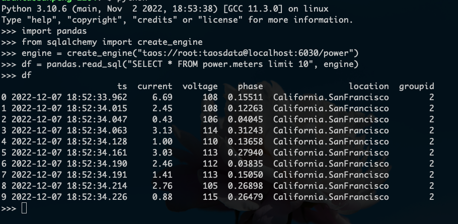 与 pandas 一起使用的例子跑不起来 · Issue #18801 · taosdata/TDengine · GitHub
