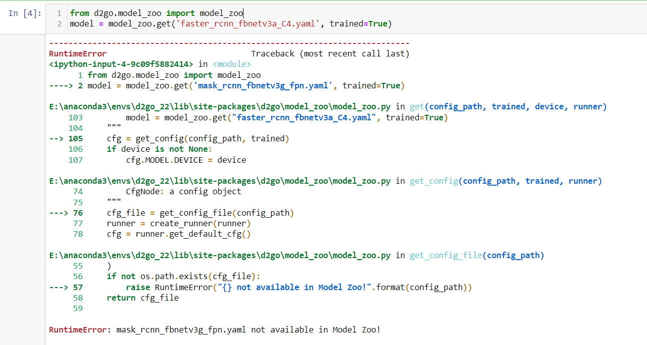RuntimeError: mask_rcnn_fbnetv3g_fpn.yaml not available in Model Zoo ...