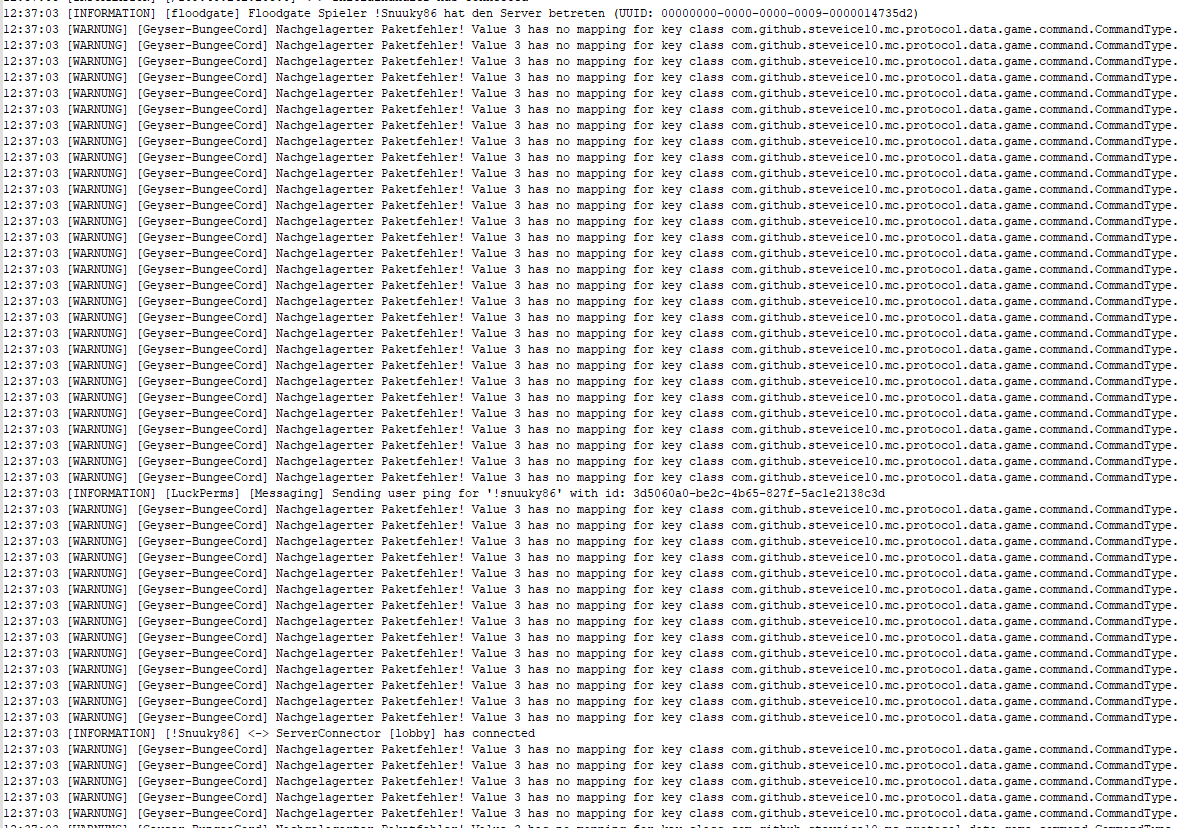 Console is spammed with error · Issue #3076 · GeyserMC/Geyser · GitHub
