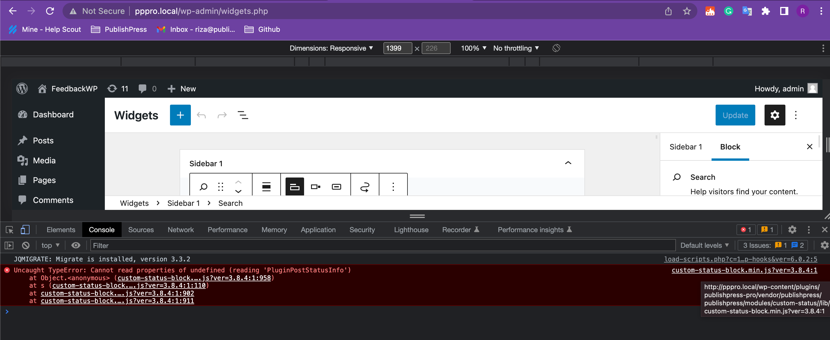 Error on console when accessing Widget · Issue #1135 · publishpress/PublishPress-Planner · GitHub