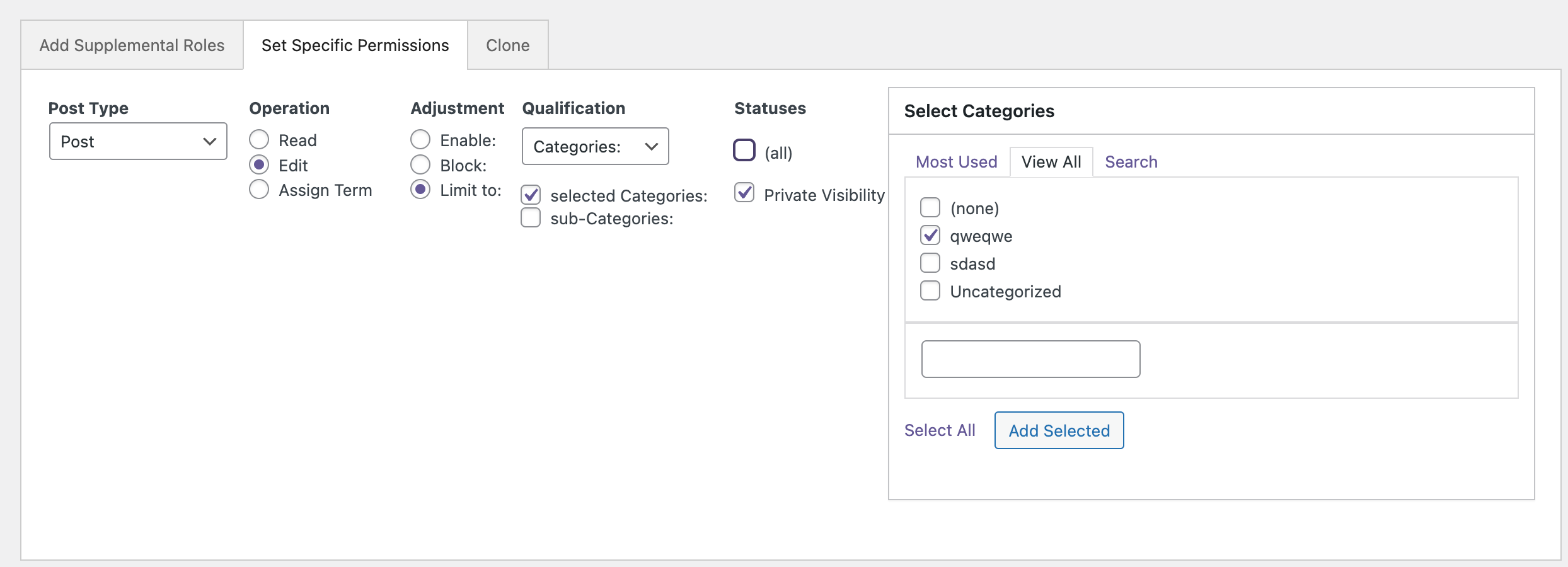 Specific Permission for Editing posts with Private visibility not saved correctly · Issue #875 ...