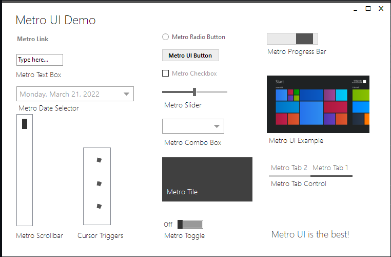 GitHub - Pdawg-bytes/Metro-UI-Demo-WinForms: This Metro UI Demo was ...