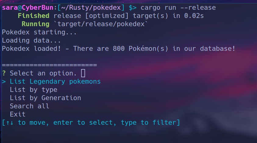 GitHub - Sara0x62/Pokedex-rs: Some rust practice; simple Pokedex using a csv, using "inquire ...