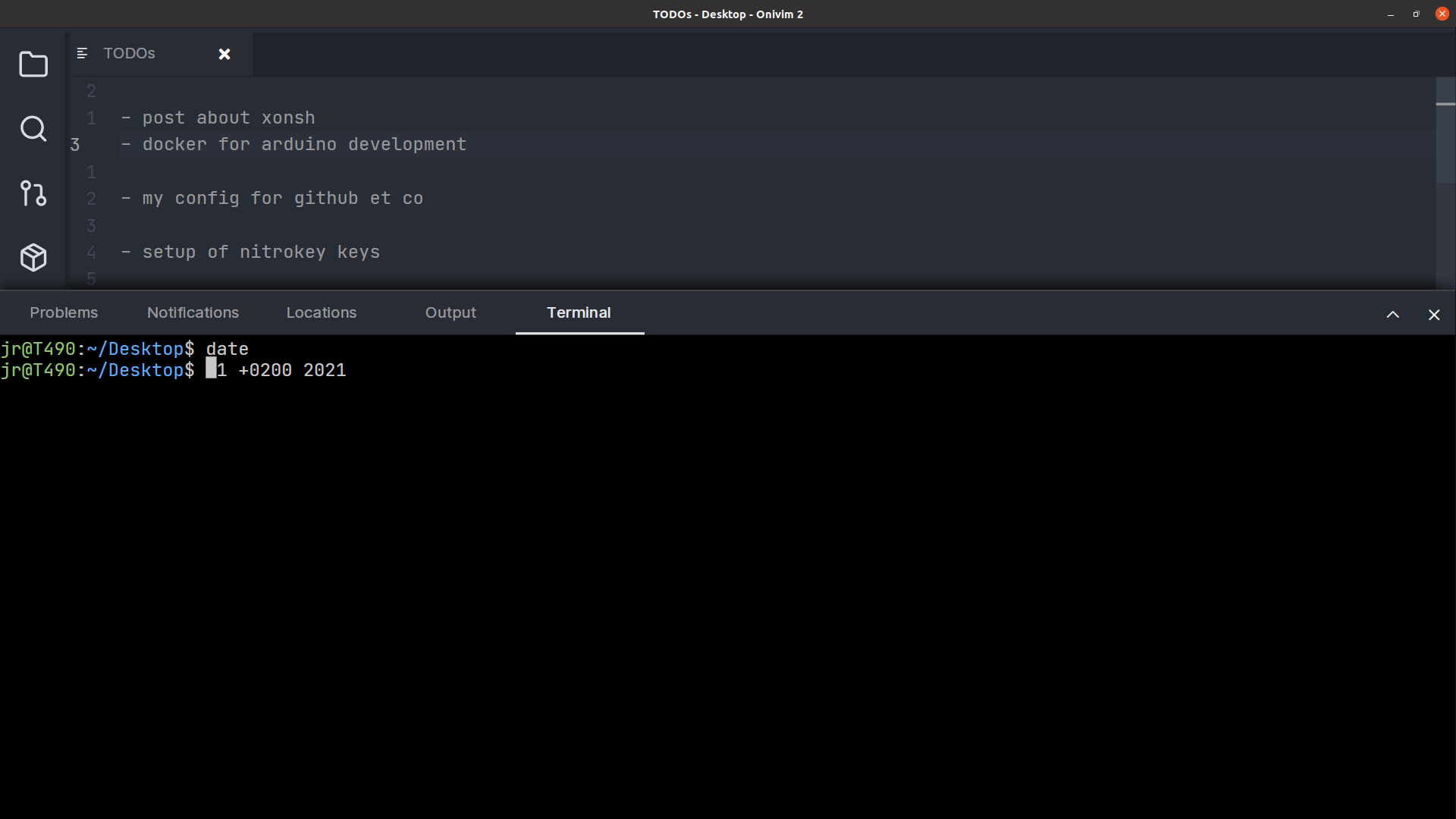 output line hidden in the integrated terminal · Issue #3758 · onivim/oni2 · GitHub
