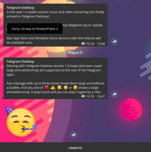 Unexpected "You can't forward here" notification · Issue #6384 · telegramdesktop/tdesktop · GitHub