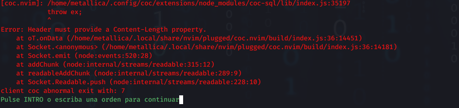 error when starting sql language server · Issue #3912 · neoclide/coc.nvim · GitHub