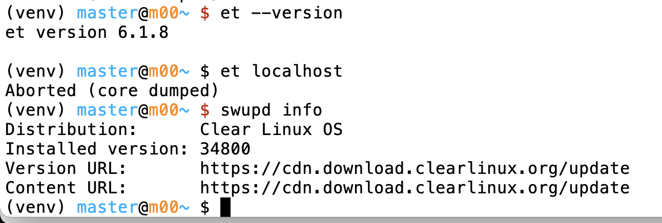 Aborted (core dumped) · Issue #418 · MisterTea/EternalTerminal · GitHub