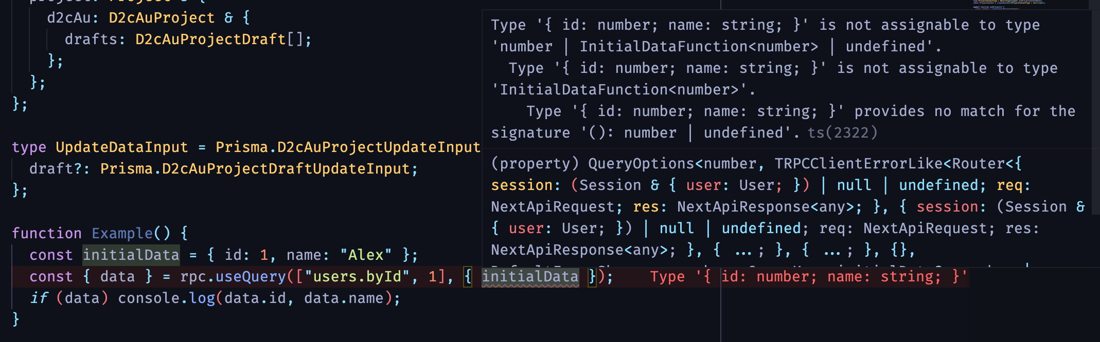 Initialdata Is Typed For The Procedure Input Instead Of The Procedure Output · Issue 990 · Trpc