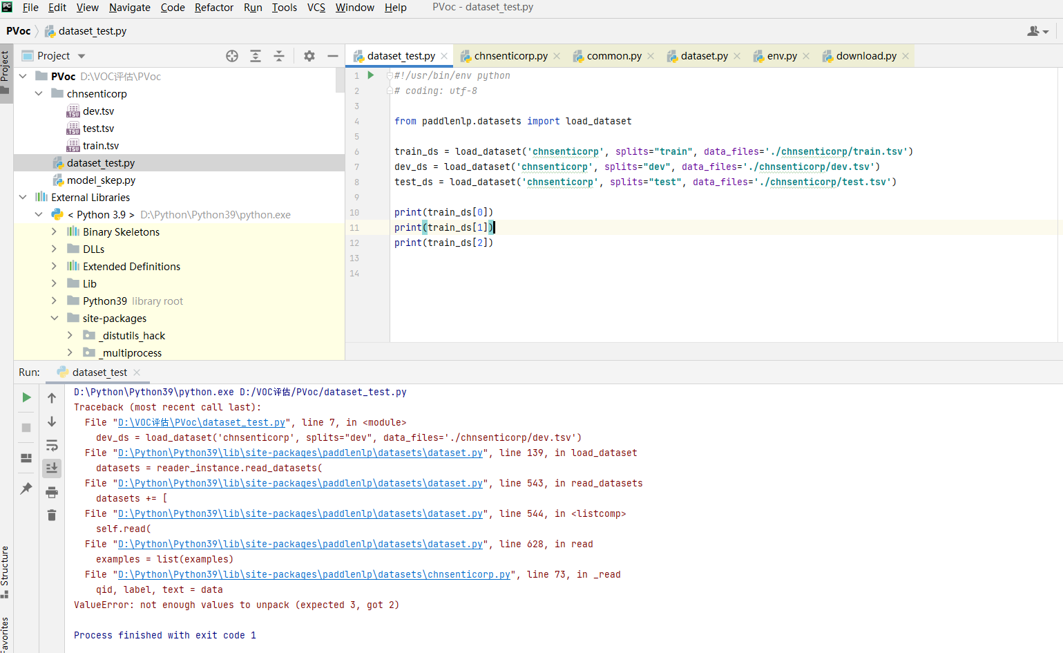 [急]本地加载chnsenticorp数据集， dev.tsv出现异常 · Issue #677 · PaddlePaddle ...