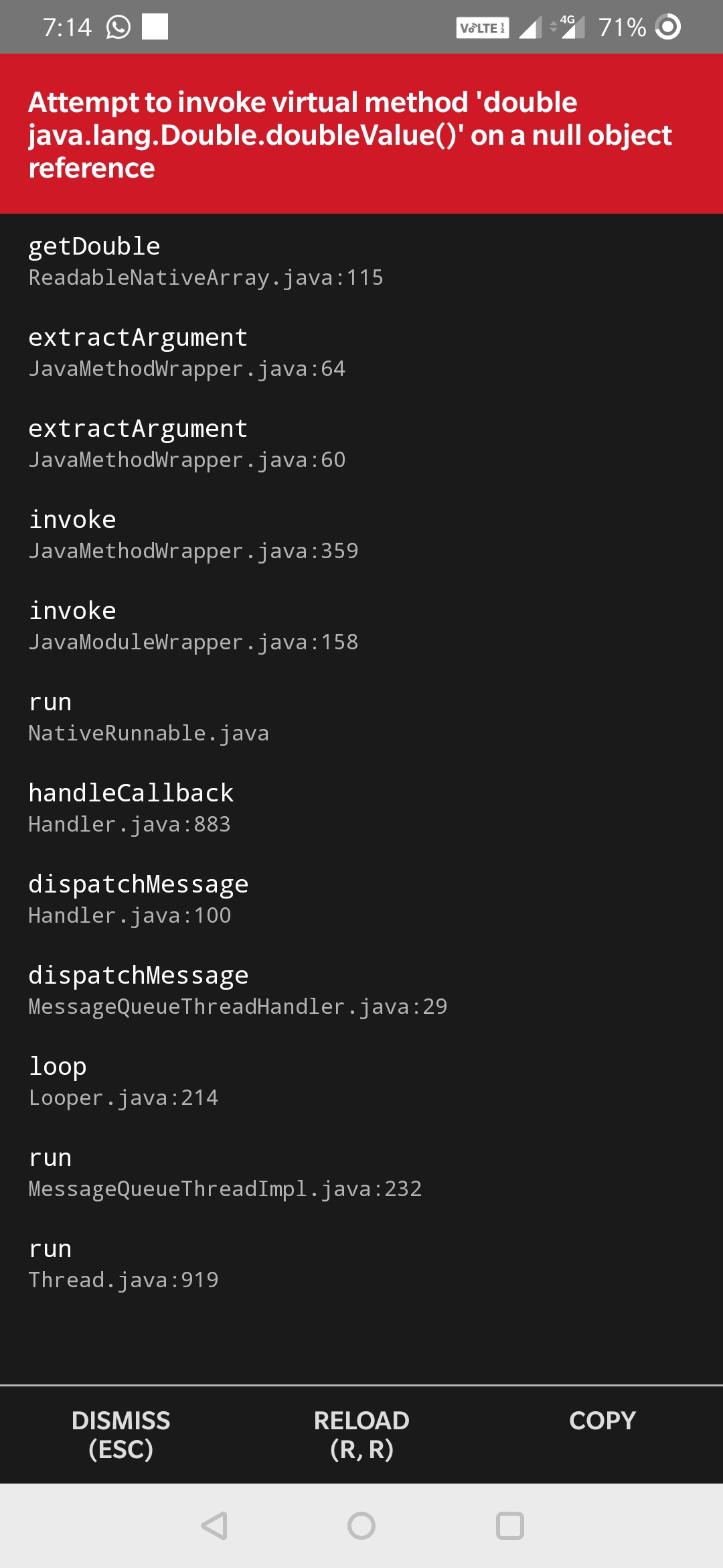 Attempt To Invoke Virtual Method double Java lang Double doubleValue