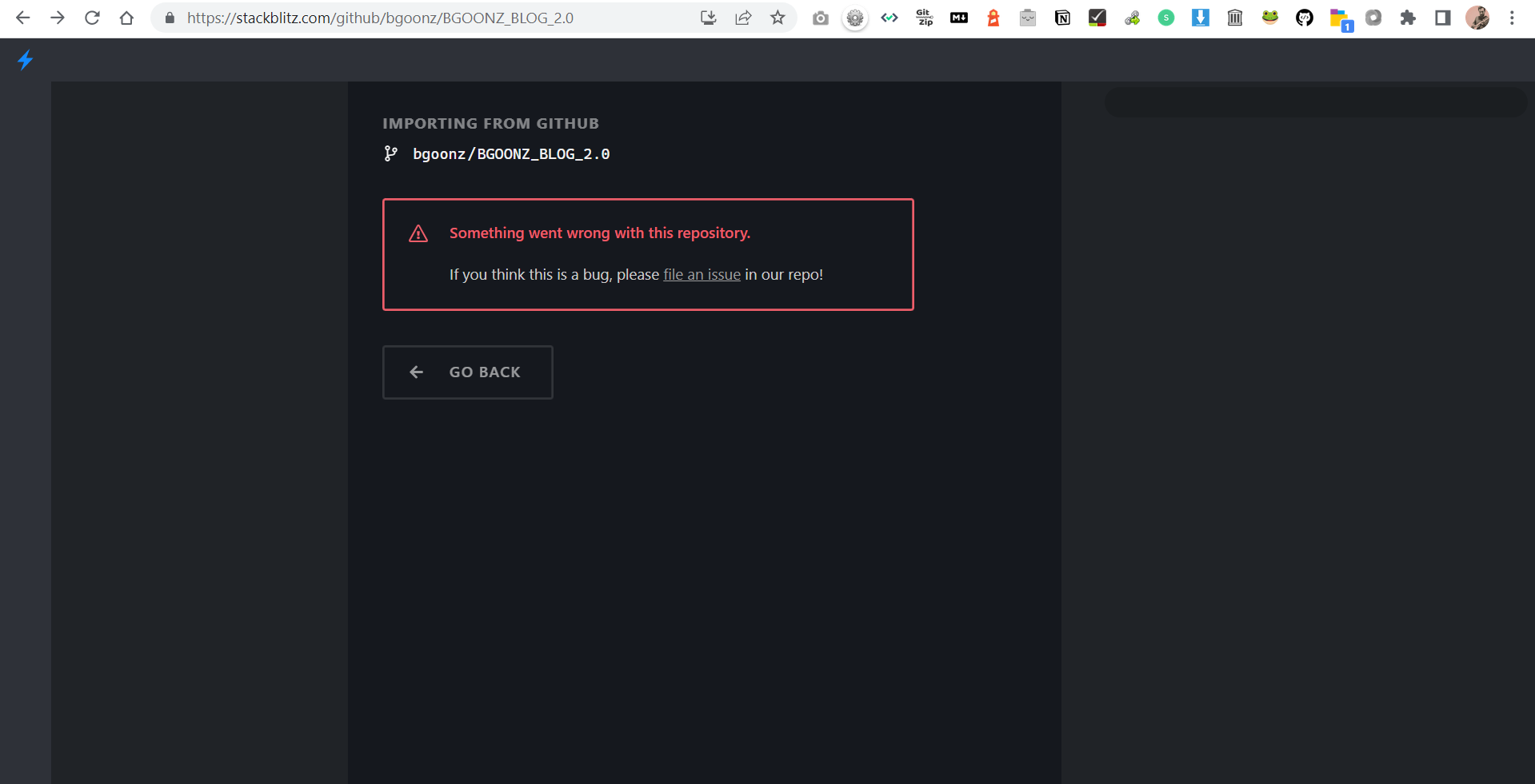 Doesn't import repo🤷‍♂️ · Issue #1815 · stackblitz/core · GitHub
