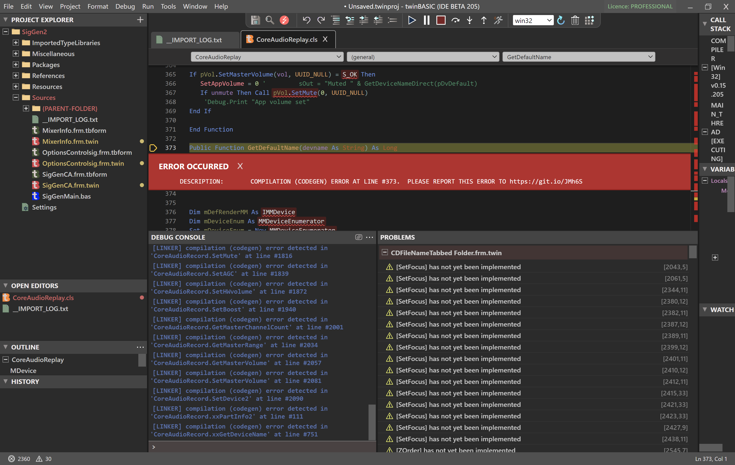 Import from VB does not report Bad Reference · Issue #1427 · twinbasic/twinbasic · GitHub