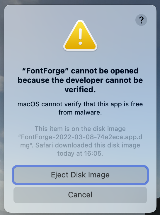 Mac OS Gatekeeper prevents launch without workaround · Issue #4082 · fontforge/fontforge · GitHub