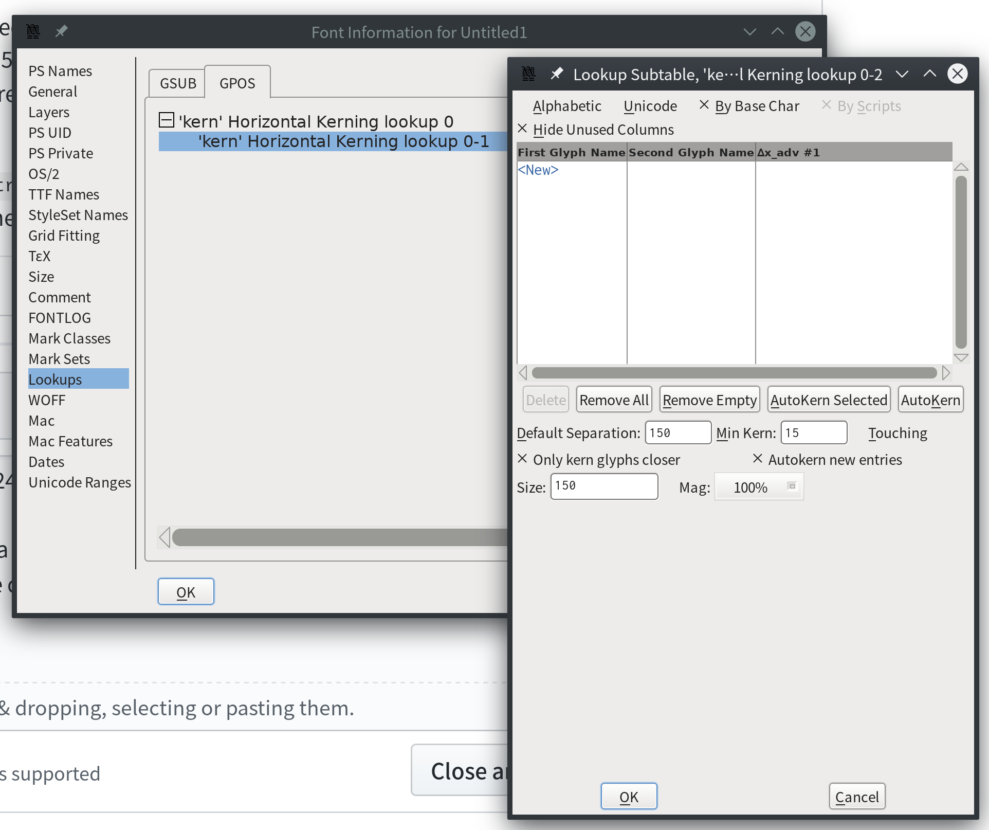 Kerning dialog hangs around after font closed · Issue #3595 · fontforge/fontforge · GitHub
