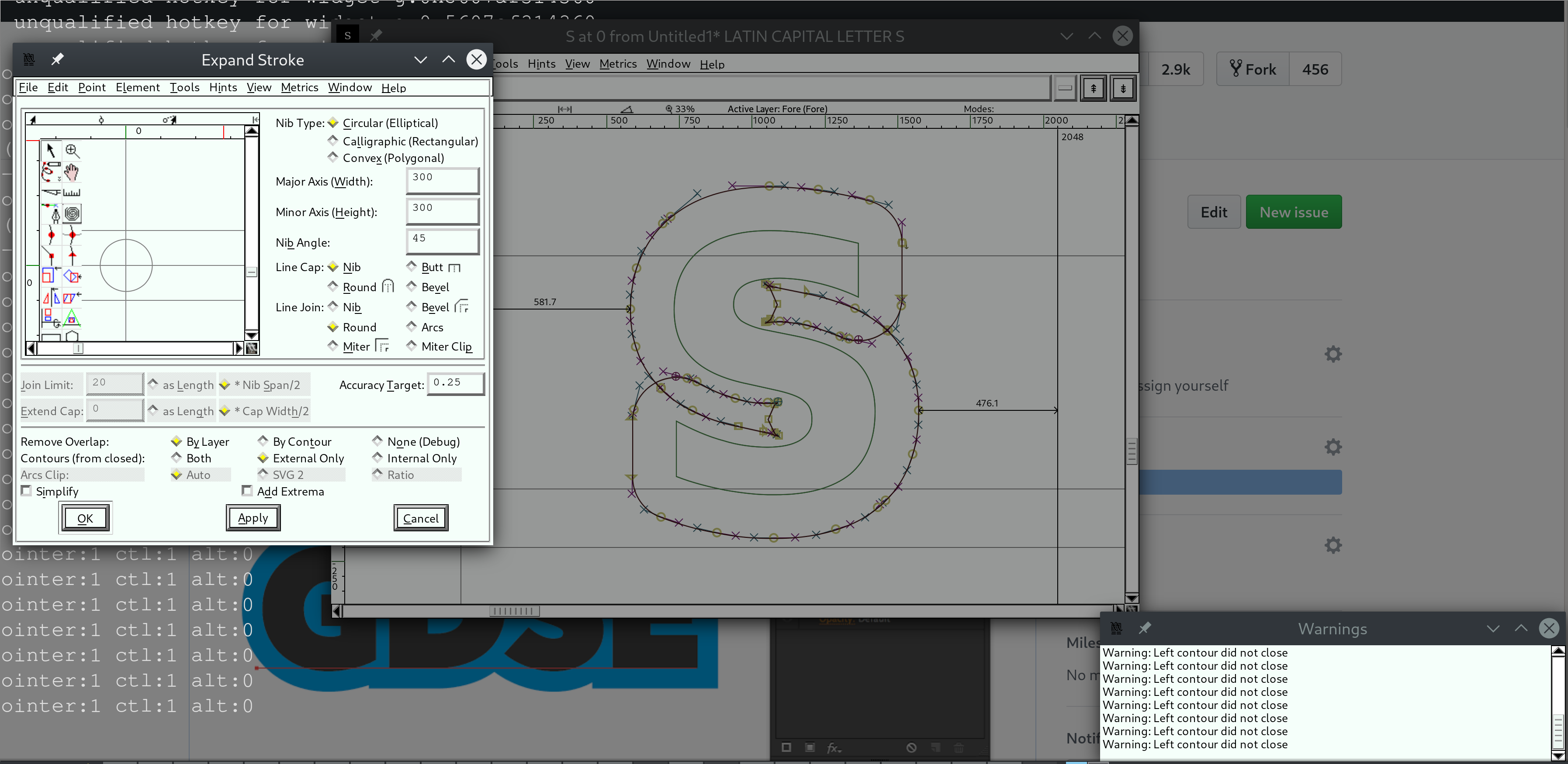 Warning: Left contour did not close · Issue #4109 · fontforge/fontforge · GitHub