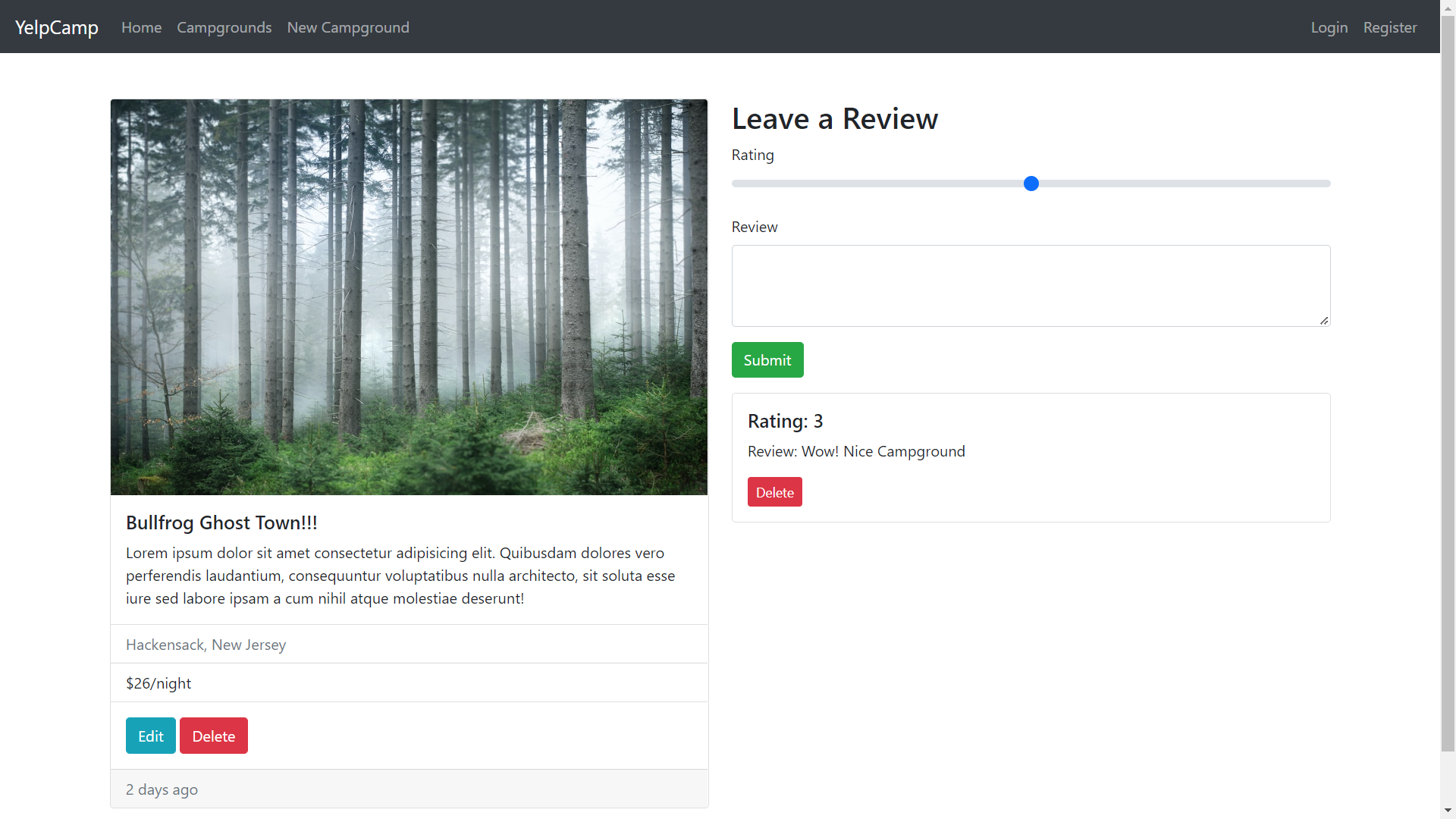 GitHub - asrawat2001/yelpcamp: Designed and implemented Yelp Camp(a Yelp style website for ...