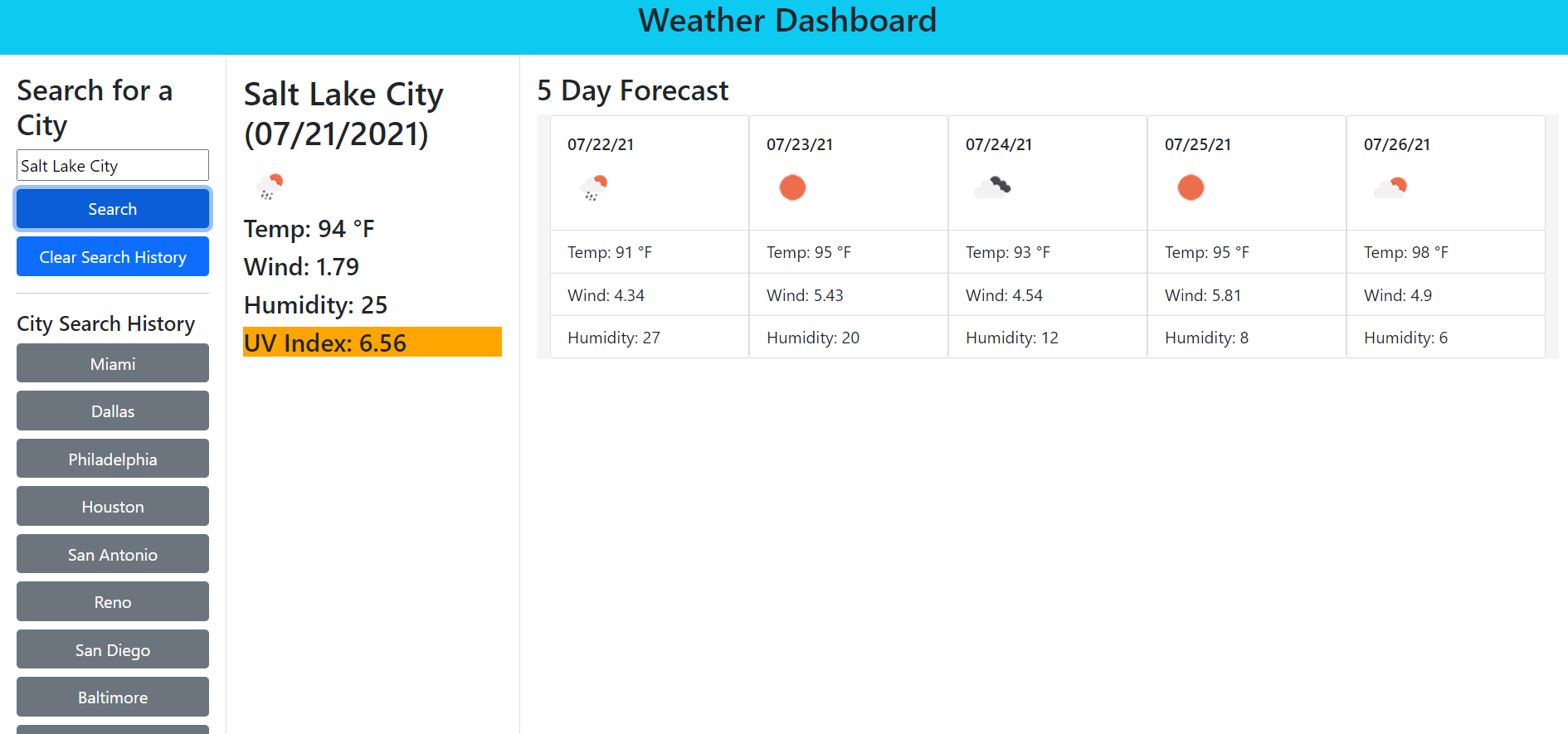 GitHub - justjoshua1292/Weather-Dashboard: Assignment #6