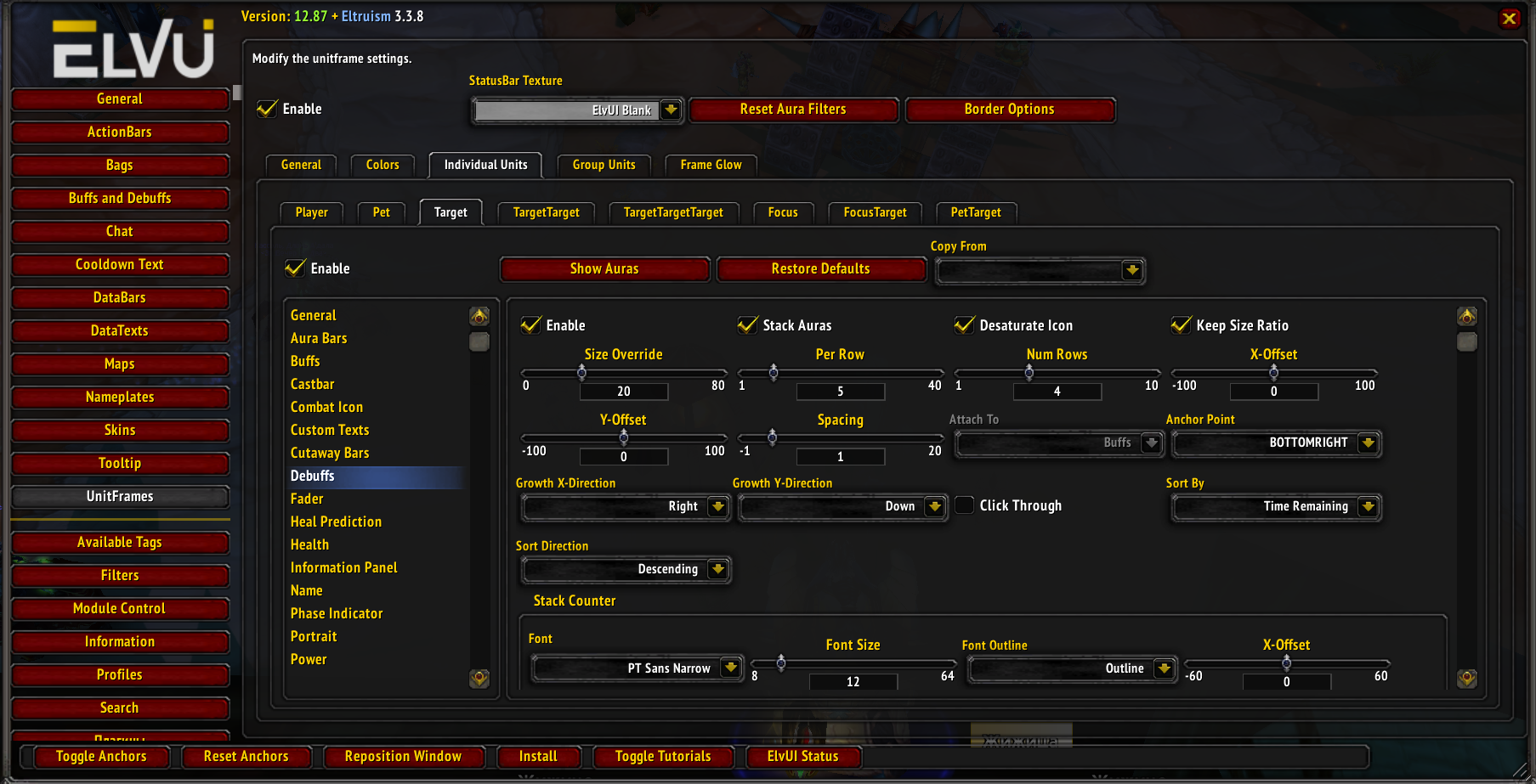 [Wrath Bug Report] Buffs/Debuff anchoring with "Fluid debuffs on buffs" on target frame. · Issue ...