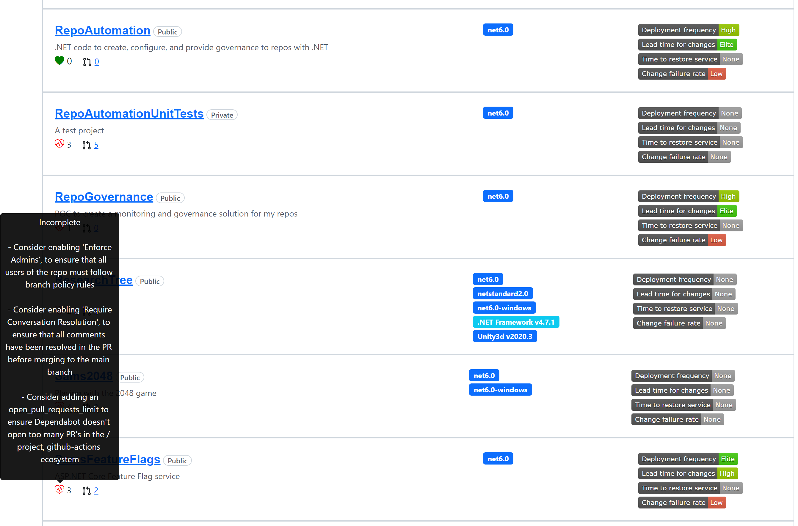GitHub - samsmithnz/RepoGovernance: POC to create a monitoring and governance solution for my repos