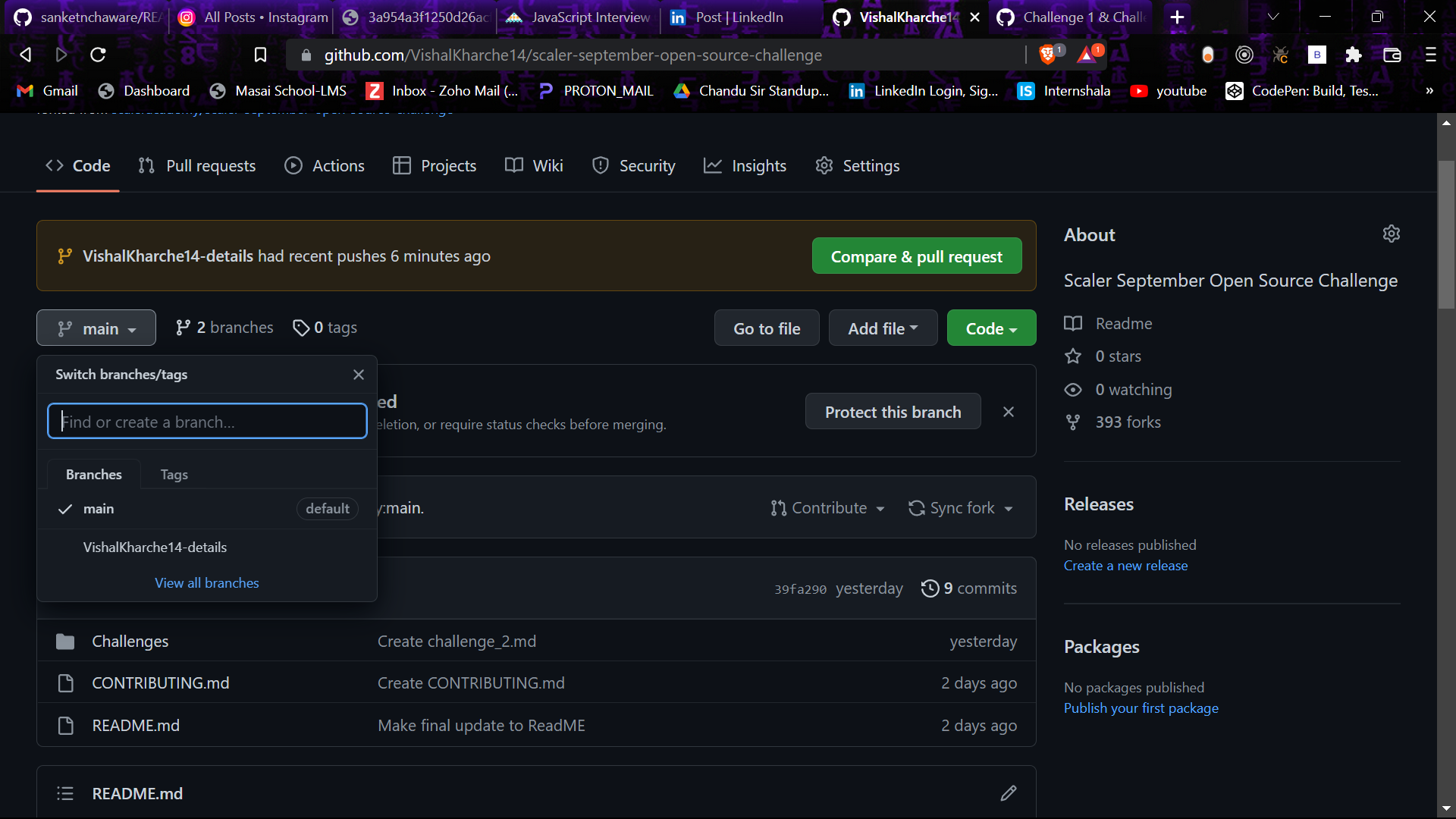 Challenge 1-4 completed by Vishal Kharche · Issue #6 · scaleracademy/scaler-september-open ...