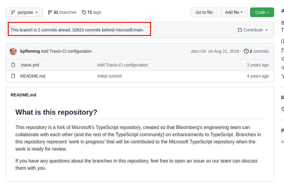 Branches in forked repo which share no history with upstream show ...