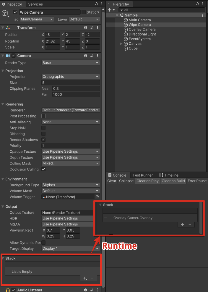 GitHub - upm-packages/CameraStackHandler: Add overlay camera into CameraStack for Scriptable ...