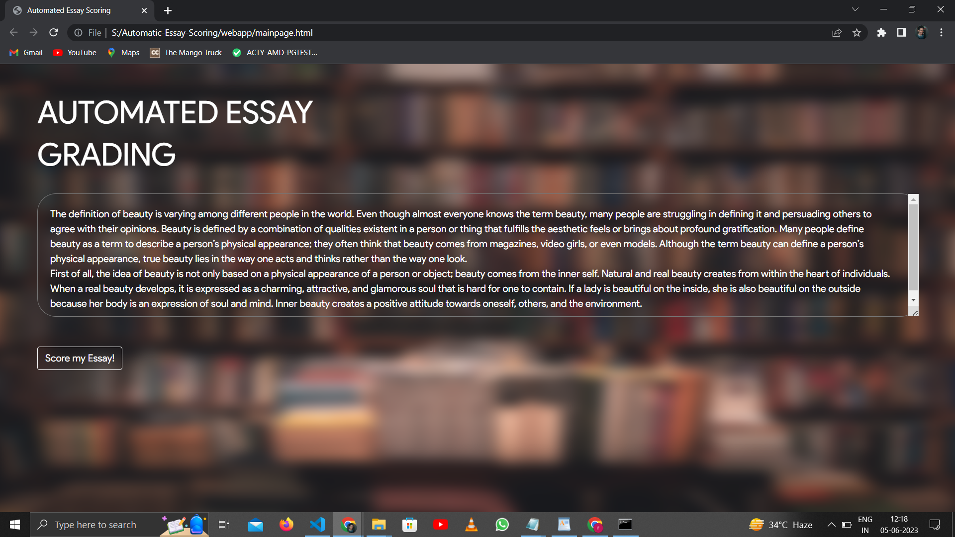 GitHub - Satvik77/Final_Year_Project: It is an Automated-Essay-Grading-System which is my final ...