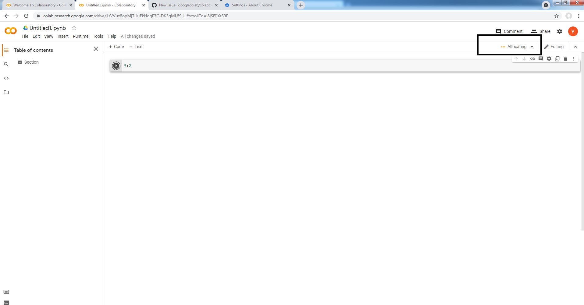Stuck at Allocating · Issue #2027 · googlecolab/colabtools · GitHub