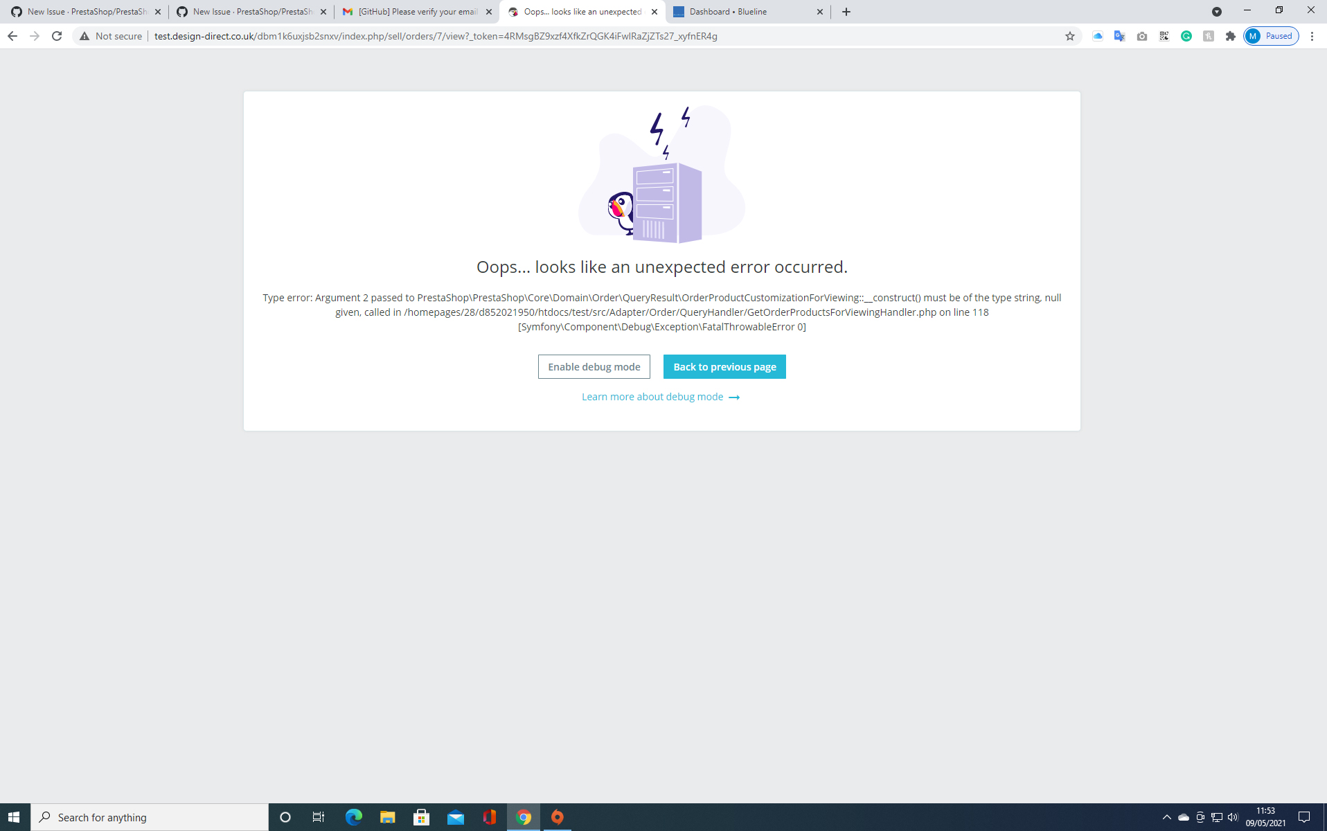 Getting this message when viewing orders with Customized product. · Issue #24414 · PrestaShop ...