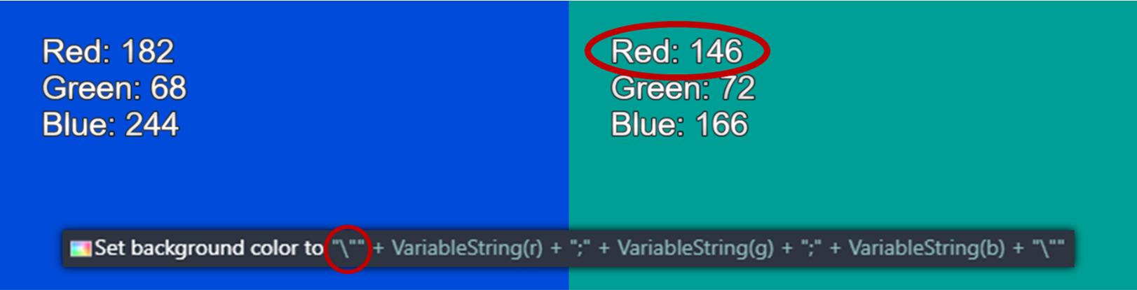 Changing color (background/object/...) doesn't register RED value from ...